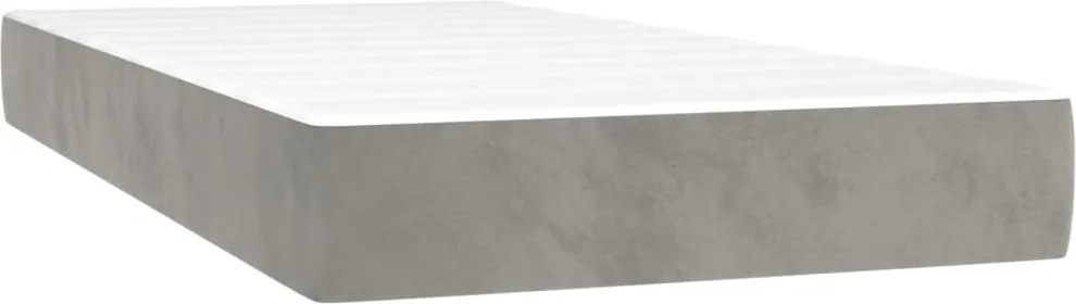 Box spring postel s matrací a LED světle šedá 100x200 cm samet 3134567