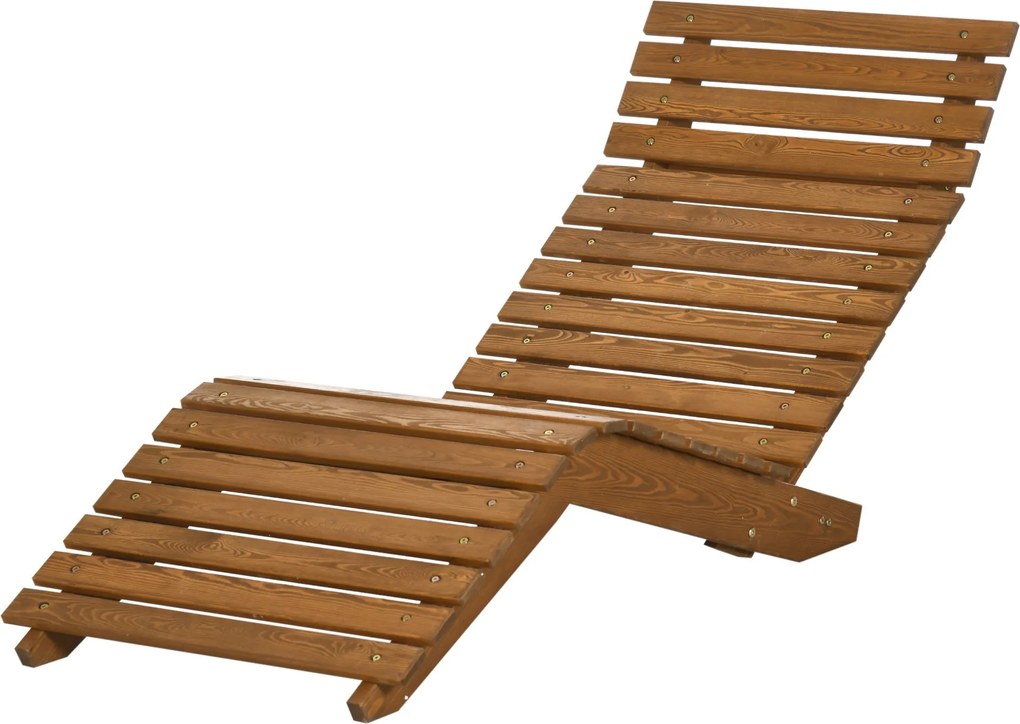 Zahradní lehátko Outsunny, sklápěcí křeslo, relaxační židle pro bazén, balkon, nosnost do 120 kg, masivní dřevo, třešeň, 66 x 170 x 77 cm | Aosom