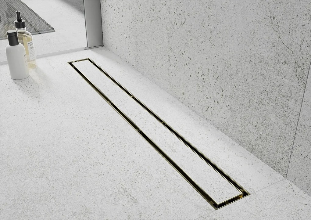 Mexen Flat nerezový sprchový žlab 90 cm (2v1) - vzor M13, zlatá, 1510090-15