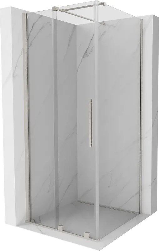 Mexen Velar, sprchový kout s posuvnými dveřmi 110 x 110 cm, 8mm čiré sklo, broušená ocel, 871-110-110-01-97