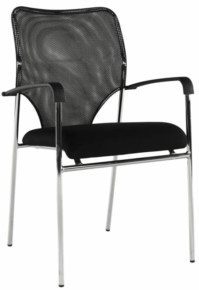 Konferenční židle UMUT síťovina a síťovaná látka černá, kov chrom, VÝPRODEJ