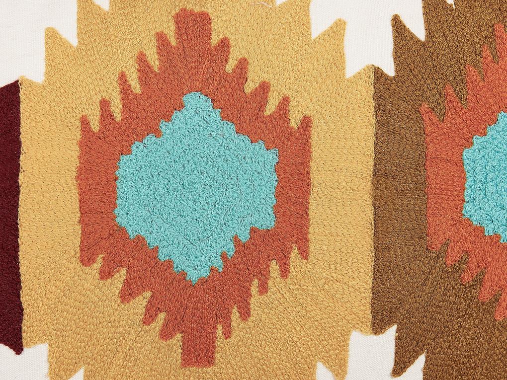 Vyšívaný bavlněný polštář s geometrickým vzorem 40 x 60 cm vícebarevný DANAPUR Beliani