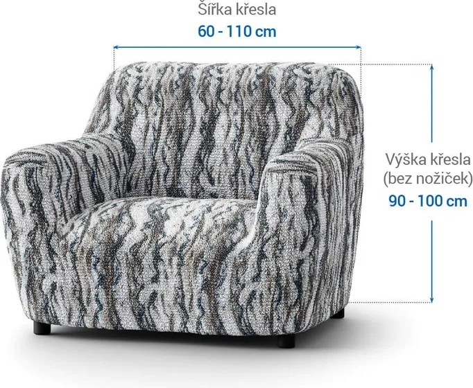Bielastické potahy OCEANO NOVÉ šedo-modré křeslo (š. 60 - 110 cm)