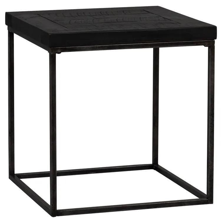Černý masivní borovicový odkládací stolek Rowico Timo, 50 cm