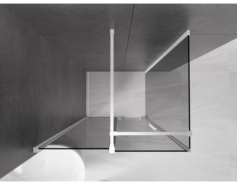 Mexen Velar, sprchový kout s posuvnými dveřmi 100 x 80 cm, 8mm šedé sklo, bílá matná, 871-100-080-41-20