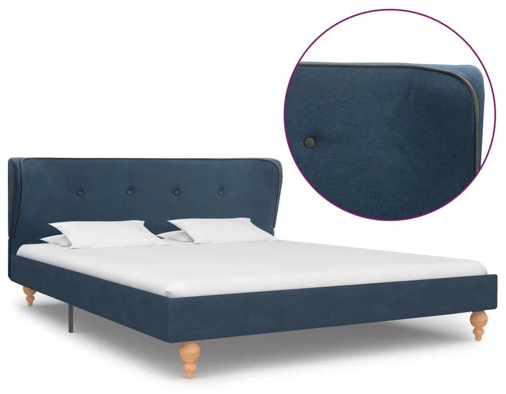 280579 vidaXL Rám postele modrý textil 140 x 200 cm