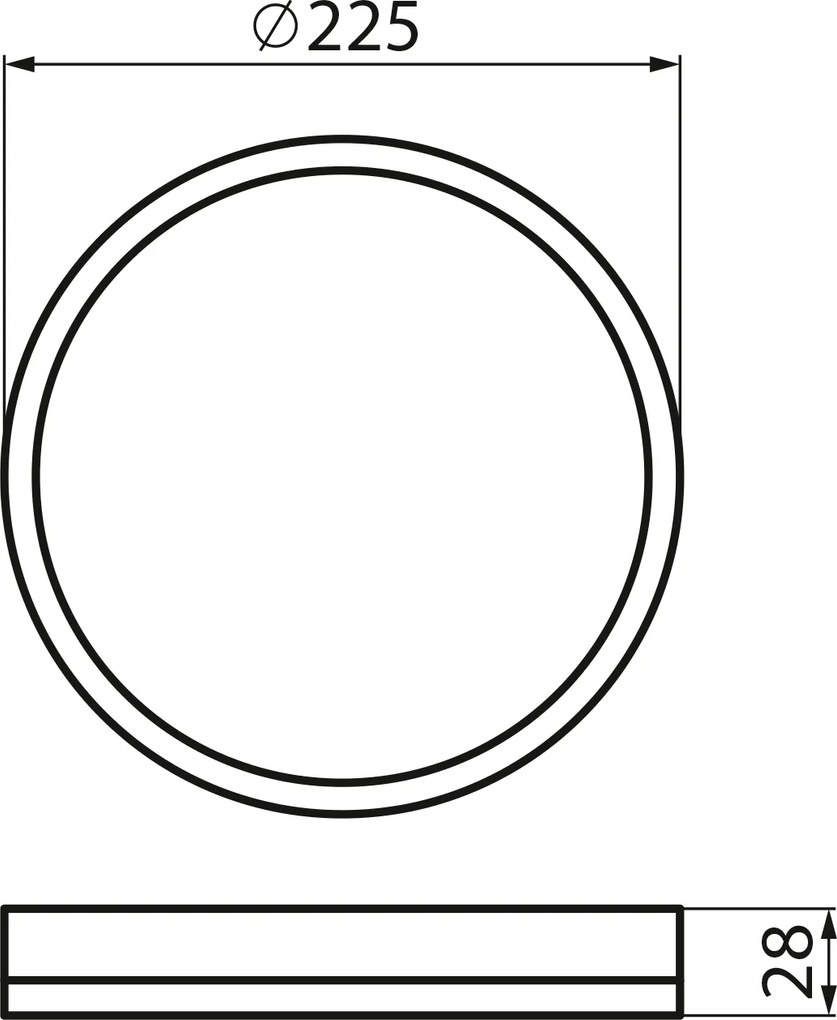 KANLUX KANLUX, AZPO stropní LED svítilna, průměr 225mm, 11,8 W, 3000/4000/6000K, IP54, černá mat, 31513