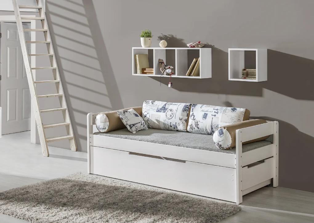 Jednolůžková postel s úložným prostorem Bambi 2 - masiv Zvolte možnost matrace: S matrací, Barevné provedení: Olše