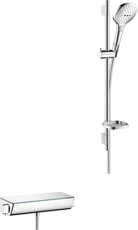 Hansgrohe Raindance Select E, sprchová souprava 120 3jet na zeď s termostatem Ecostat Select a sprchovou tyčí 65 cm, chromová, HAN-27038000