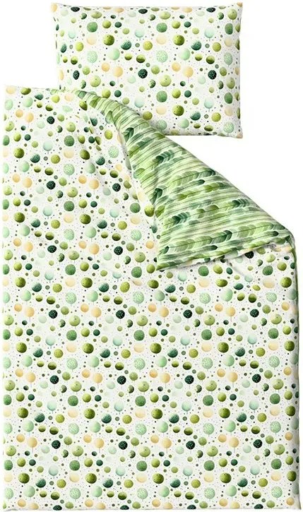 Sada krepového povlečení GREEN TREES POLY zelené + prostěradlo Jersey 180 x 200 cm bílé, dvoulůžko
