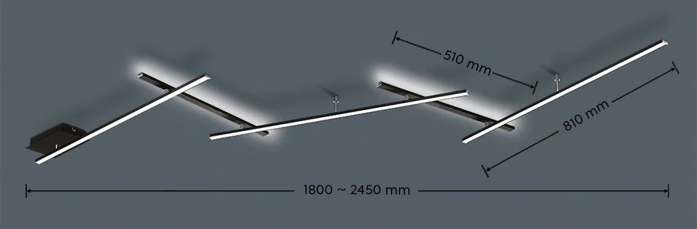 Matně černé LED stmívatelné stropní svítidlo 50x245 cm Indira – Trio
