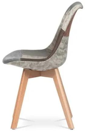 Autronic Moderní jídelní židle Jídelní židle, potah látka patchwork, dřevěné nohy, masiv přírodní buk (CT-765 PW2)
