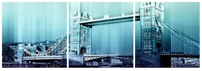 Moderní modrofialový obraz Tower Bridge (90x30 cm), 40 dalších rozměrů