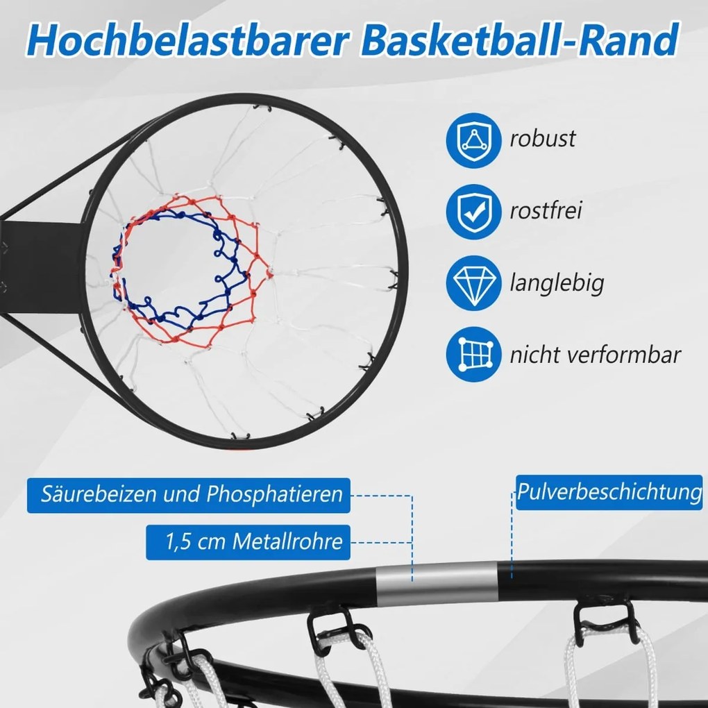 Costway Ø45 cm basketbalový koš s kroužkem a síťkou pro montáž