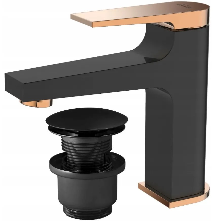 Invena Midnight, umyvadlová baterie, černá-růžové zlato, BU-35-014-V