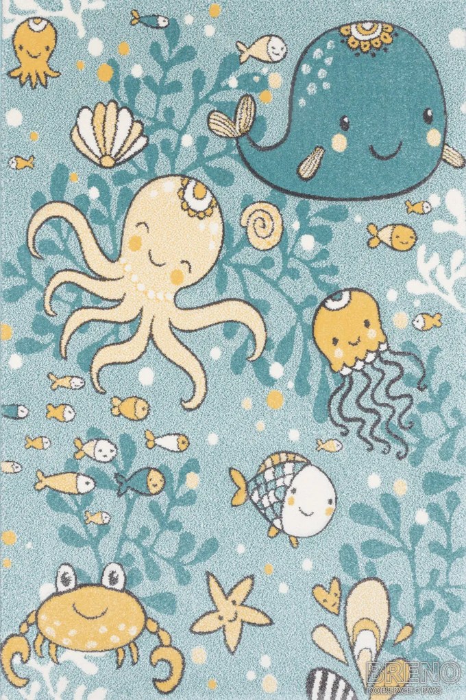 Dětský kusový koberec Chobotnice modrý 120x170 cm Rozměr: 160x230 cm