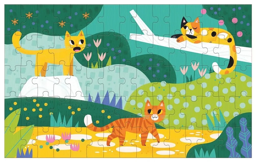 Mudpuppy Puzzle Lentikulární Kočky malé a velké 75 dílků