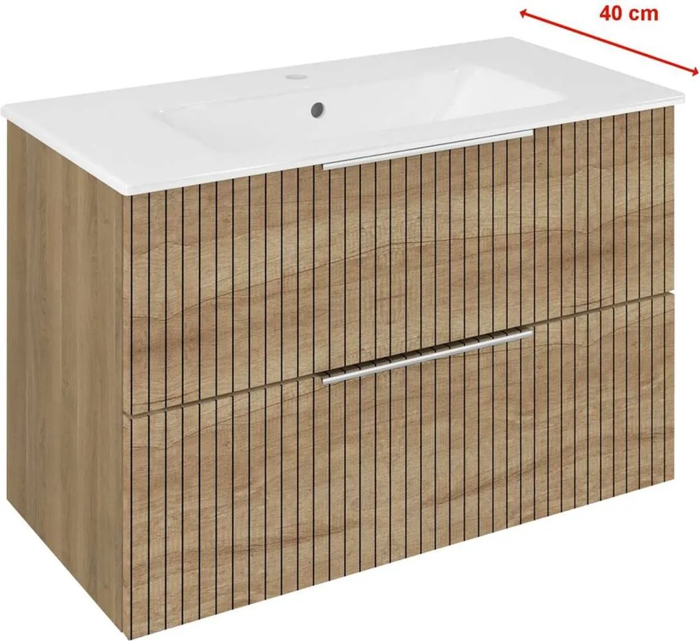 Sapho Cirasa - Umyvadlová skříňka Strip 78x54x39 cm, 2x zásuvka, dub alabama CR792-2322