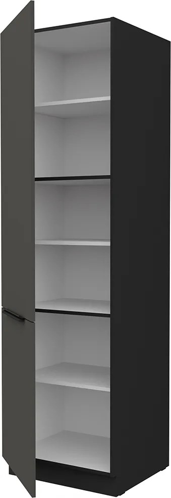 ARIA pe | vysoká skříňka 60 DK-210 2F potravinová s policemi | 60 cm | ANTI FINGERPRINT povrch | černá/šedá grafit