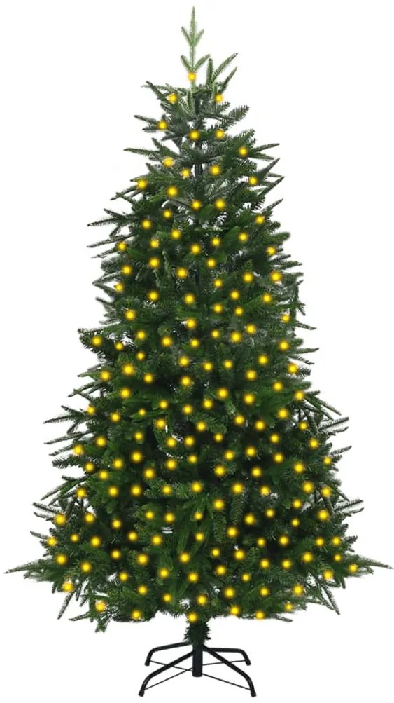 3077781 vidaXL Umělý vánoční stromek s LED diodami zelený 210 cm PVC a PE