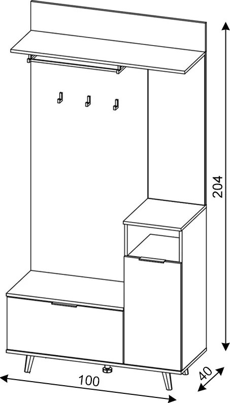 Předsíňová stěna Nordic 100 cm dub Evoke/bílá