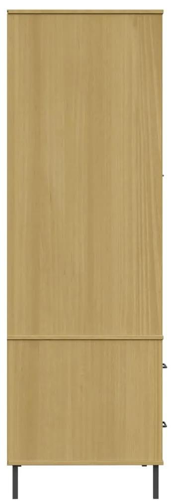 Šatní skříň Oslo s kovovými nohami - masivní dřevo - 90x55x172,5 cm | hnědá