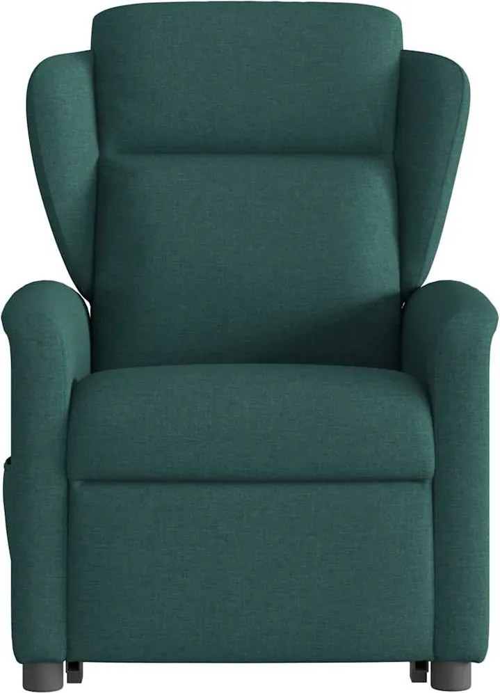 Zvedací masážní polohovací křeslo tmavě zelené textil 3303150