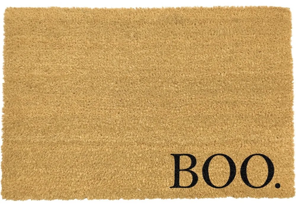 Černá rohožka z přírodního kokosového vlákna Artsy Doormats Boo, 40 x 60 cm