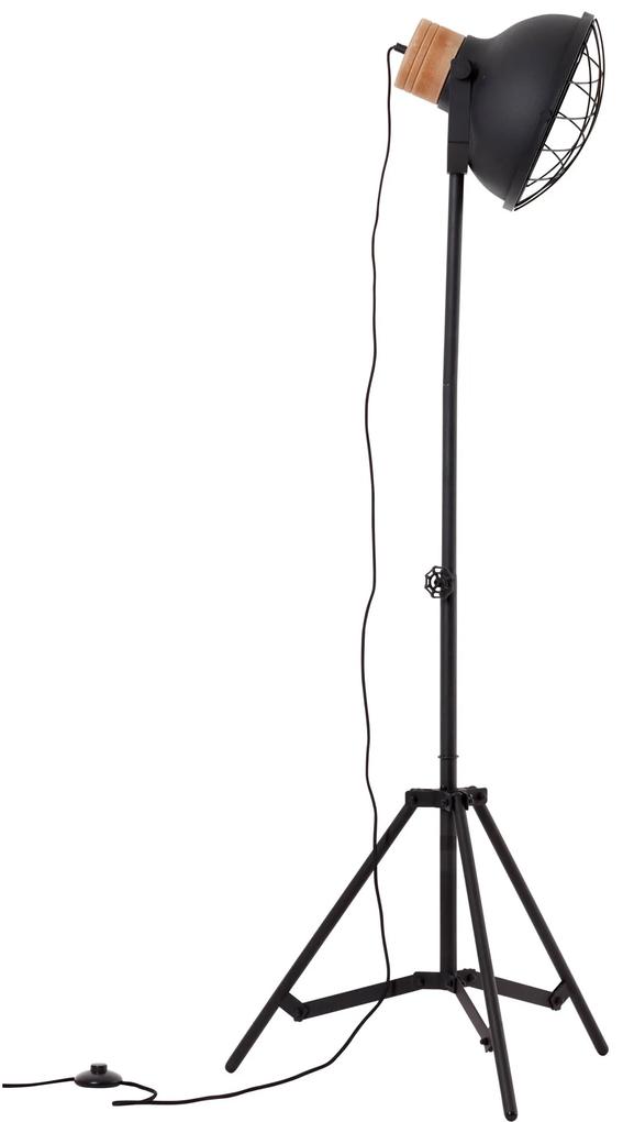 Brilliant 99010/86 EMMA - Stojací industriální lampa na trojnožce v černé korund barvě, výška 166,5cm