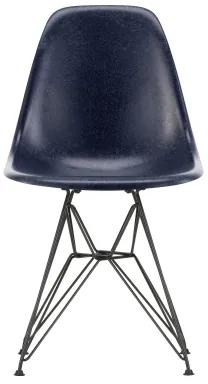 Eames Fiberglass Chair DSR černě lakovaná námořní modrá Vitra