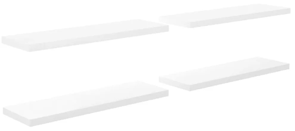 Petromila Plovoucí nástěnné police 4 ks lesklé bílé 120x23,5x3,8 cm MDF