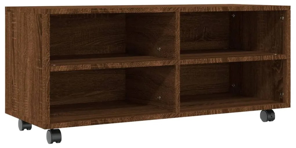 TV skříňka na kolečkách hnědý dub 90x35x35 cm kompozitní dřevo - Default Title