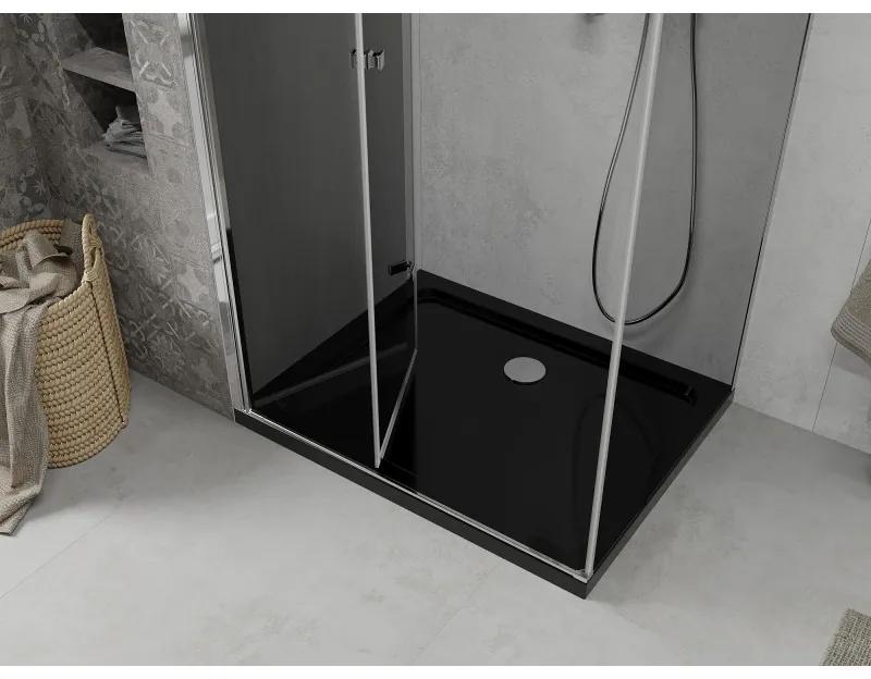 Mexen Lima skládací sprchový kout 100 x 80 cm, Grafitově černá, Chromovaná + sprchová vanička Flat, Černá - 856-100-080-01-40-40