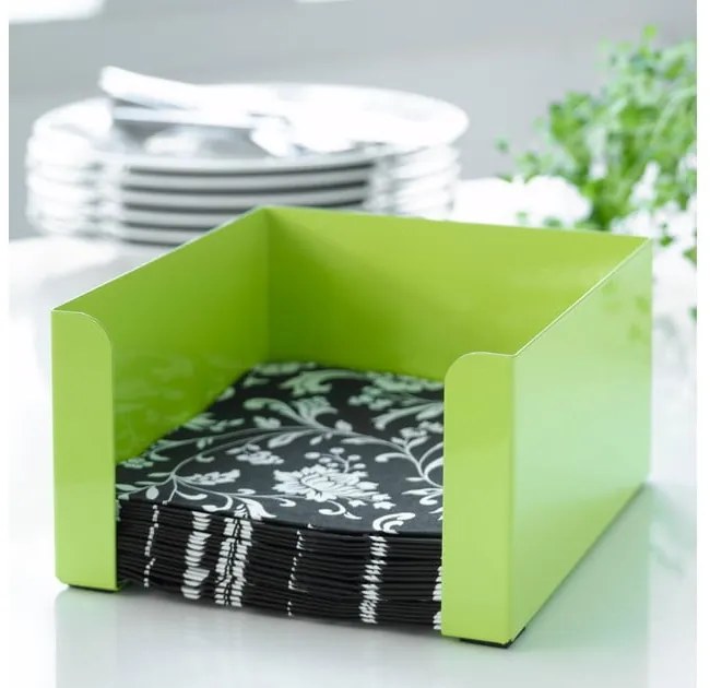 Zelený box na ubrousky Steel Function, 17,5 x 17,5 cm