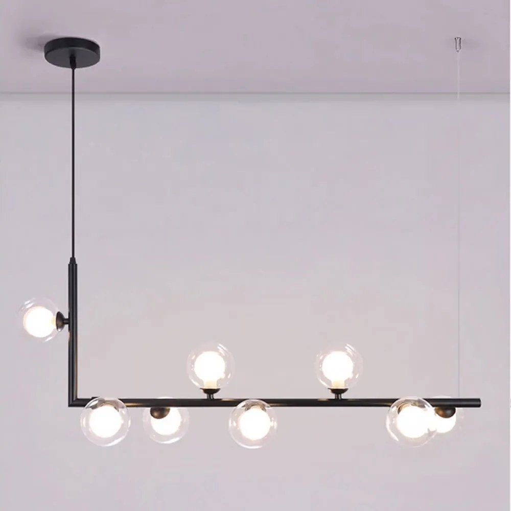 Toolight - Kovová industriální skleněná stropní lampa APP754-8CP, černá, OSW-03987