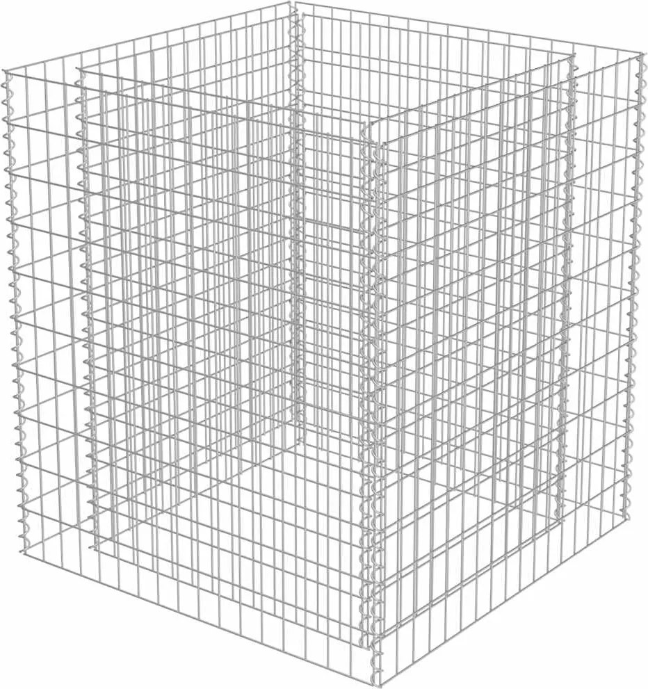 Gabionový vyvýšený záhon pozinkovaná ocel 90 x 90 x 100 cm 143556