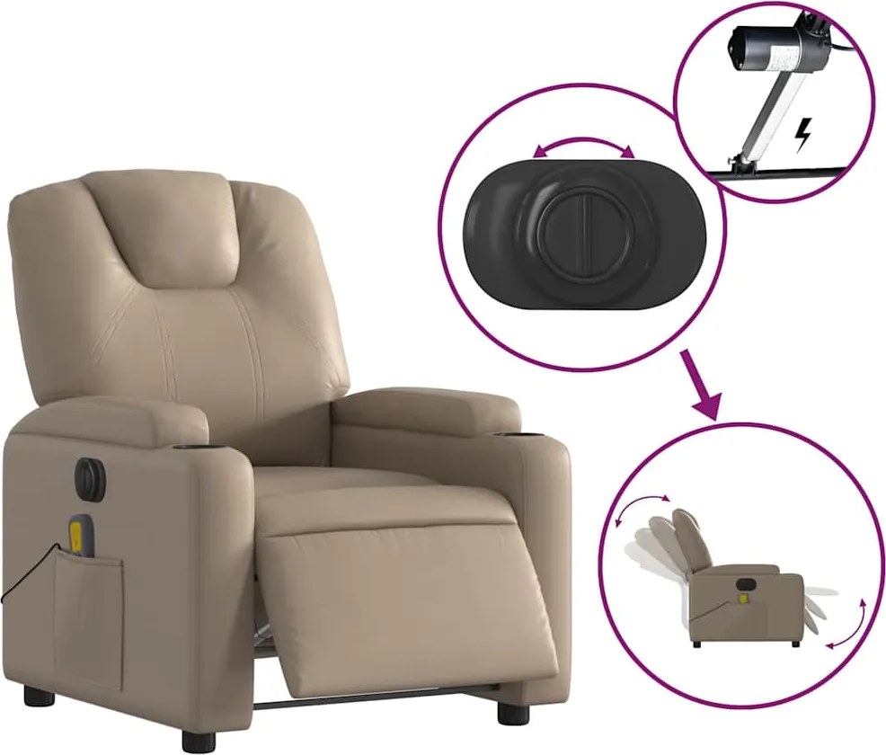 Elektrické masážní polohovací křeslo cappuccino umělá kůže 3204429