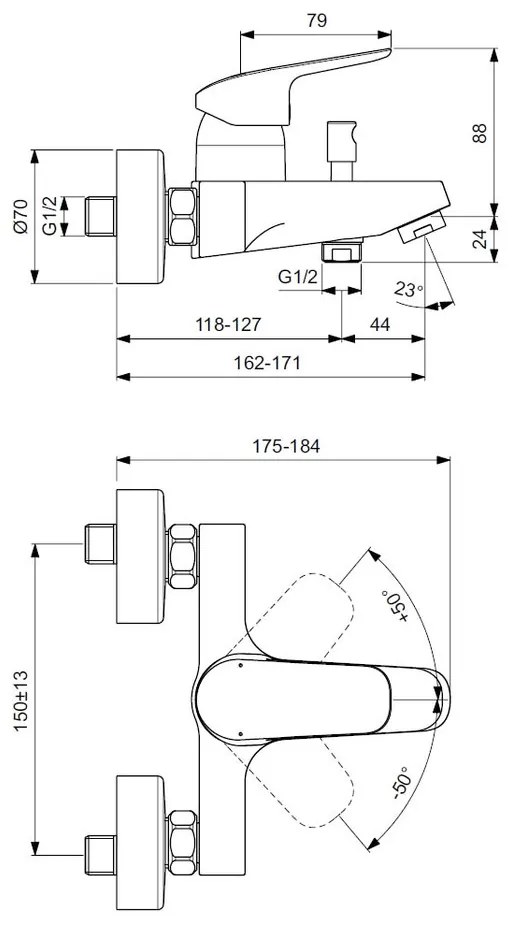 Ideal Standard CeraFlex- vanová baterie nástěnná B1721AA