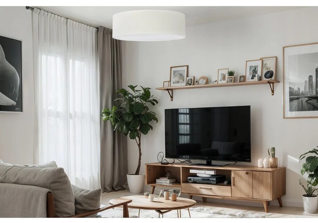 Stropní svítidlo Gaja, 1x krémové textilní stínítko, (bílé plexisklo), (fi 50cm)