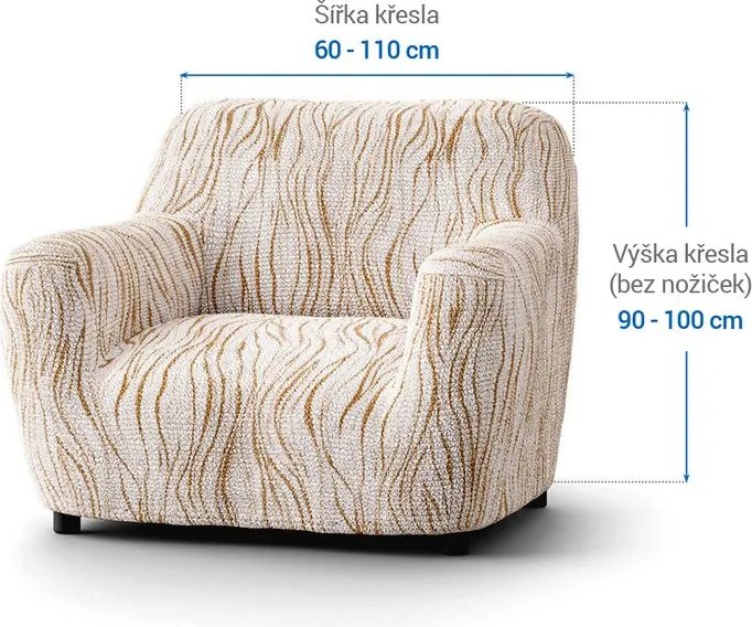 Bielastické potahy UNIVERSO NOVÉ žíhané béžové křeslo (š. 60 - 110 cm)
