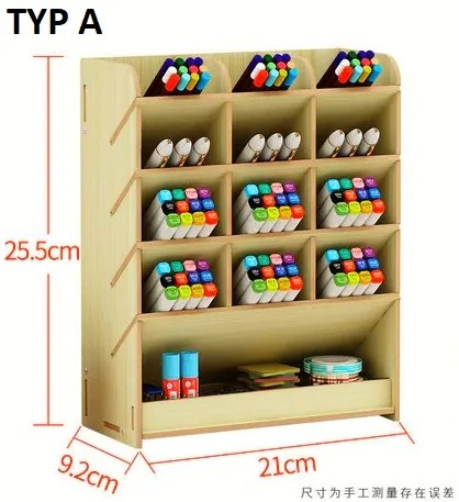 Stolní dřevěný organizér na kancelářské potřeby, 4 typy Barva: Béžová, Varianta: TYP A