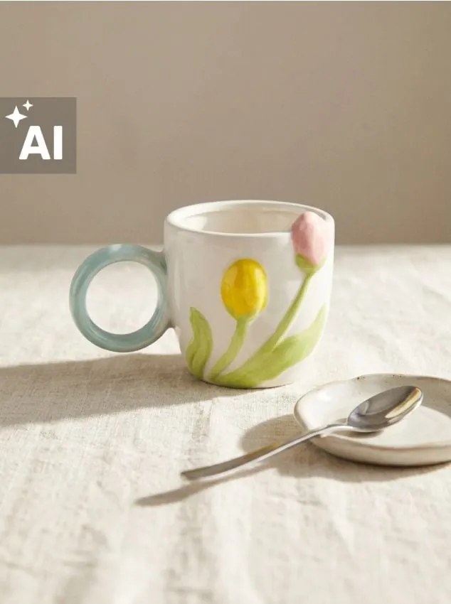 Sinsay - Hrnek s motivem tulipánů - vícebarevná