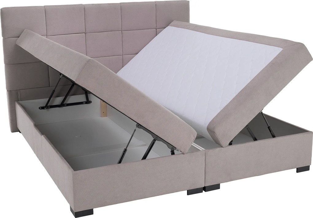 Boxspringová pocketová postel, 200x200, šedohnědá Taupe, APRIL