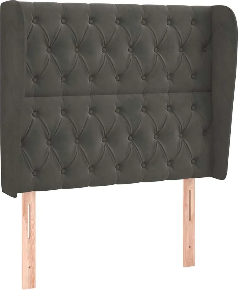 Čelo postele typu ušák tmavě šedé 103x23x118/128 cm samet 3118335