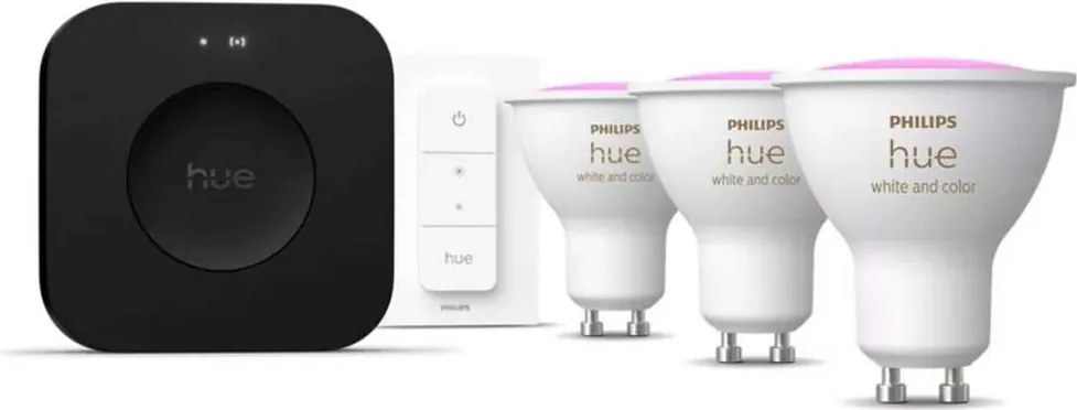 Philips Hue - Chytrá sada se 3 žárovkami, můstkem Bridge Pro a ovladačem 929003666513