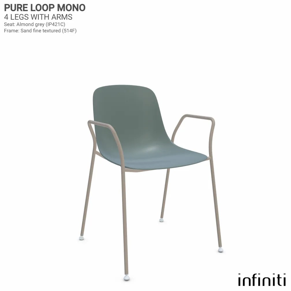 Židle Pure Loop Mono s opěradly Barva kovové konstrukce: Sand 514F, Barva sedáku a opěradla z recyklovaného plastu: Military green IS513