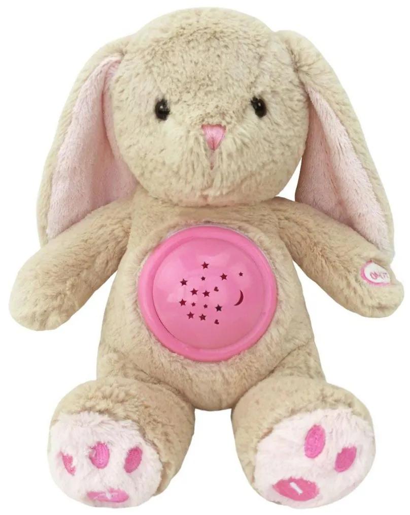 Plyšový usínáček králíček s projektorem Baby Mix růžový Barva: Růžová