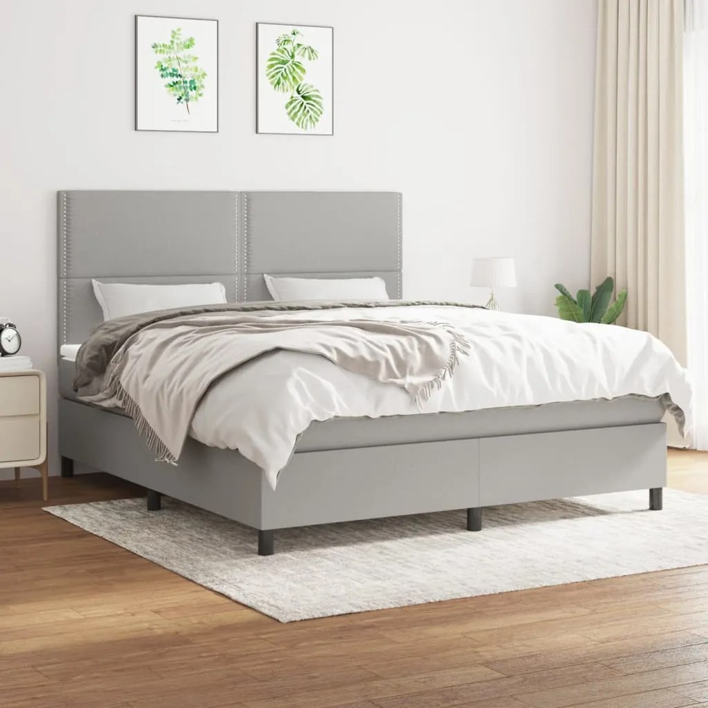 Box spring postel s matrací světle šedá 180 x 200 cm textil 3141713
