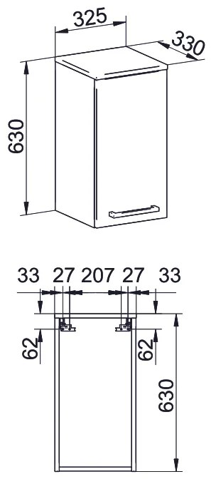 Mereo Mereo, Bino koupelnová skříňka horní 63 cm, levá, Multidecor, CN695PINO