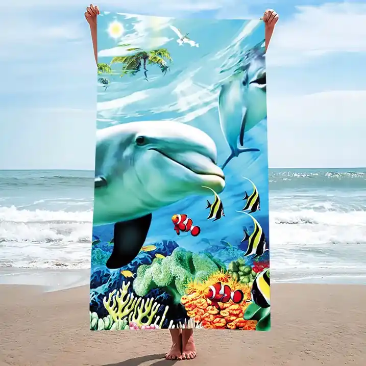Plážová osuška s delfínem Šířka: 100 cm | Délka: 180 cm | BIANO